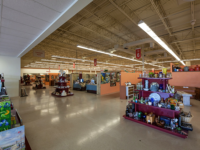 The wide, well-lit aisles invite exploration without the claustrophobia of some antique shops. Like Main Street in Nostalgia Town.