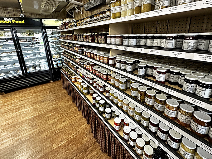 Jars upon jars of homemade preserves stand in formation. Each contains summer sunshine, captured and preserved for your breakfast toast pleasure.