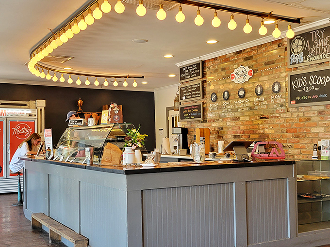 Exposed brick walls, string lights, and an ice cream counter&mdash;the holy trinity of artisanal dessert experiences.