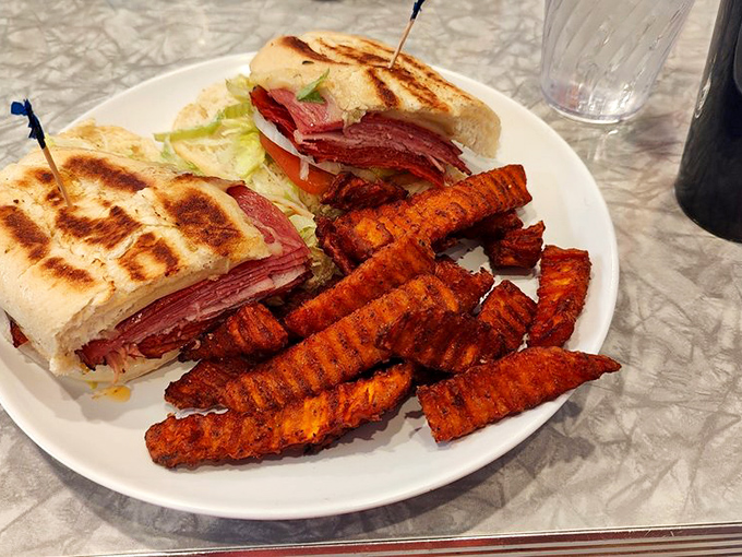 Layers of Italian goodness with those distinctive sweet potato fries. A sandwich that doesn't need to shout to make its deliciousness known.