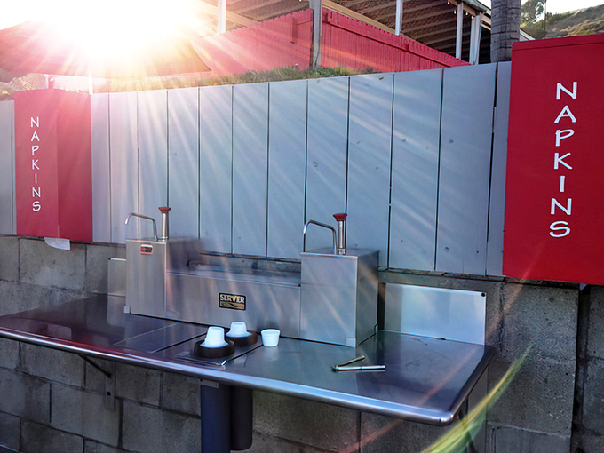 Even the napkin station gets the nautical treatment. When a restaurant pays attention to these details, you know the food will be spectacular.