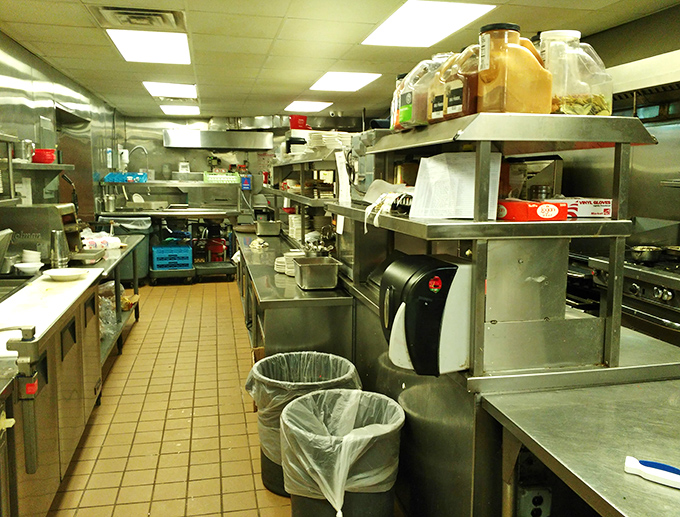The kitchen: where the magic happens. Stainless steel, organized chaos, and decades of cooking wisdom combine to create your perfect breakfast.