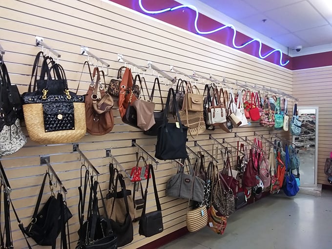 Handbag heaven&mdash;where yesterday's status symbols become today's steals, hanging like perfectly preserved fashion history.