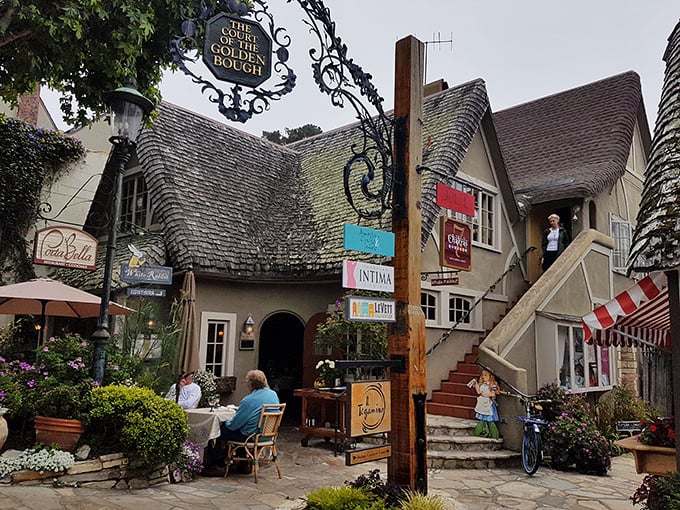 Hidden courtyards like this one are Carmel's secret weapon &ndash; step through an archway and suddenly you're in a European village caf&eacute;.
