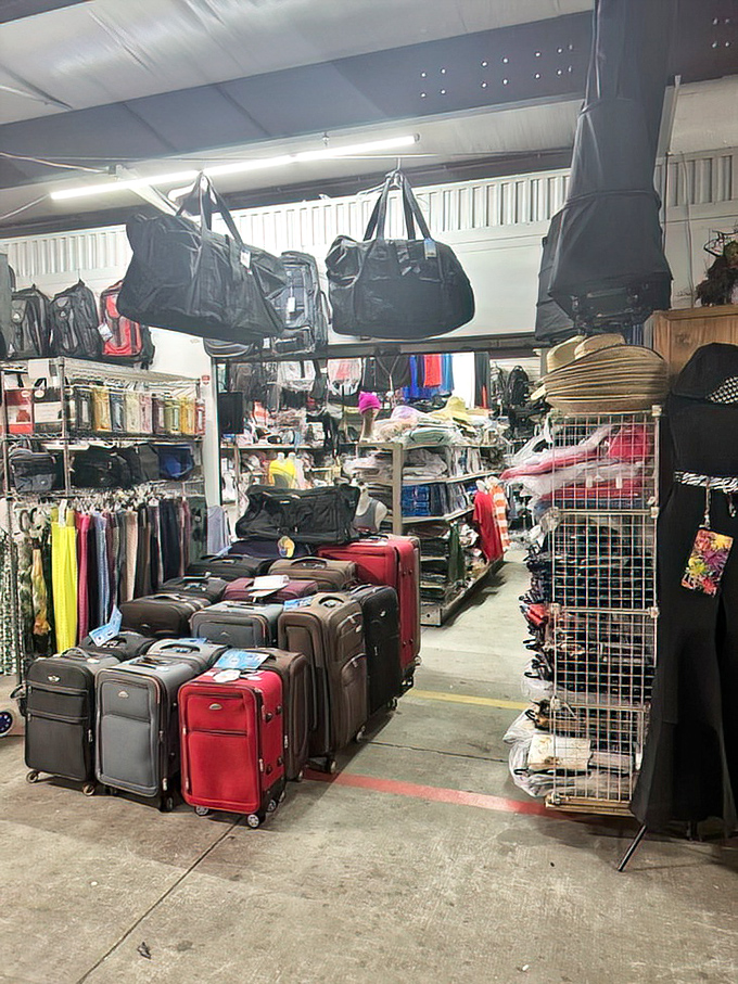Luggage lineup ready for adventure! These suitcases stand at attention, eagerly waiting to be filled with souvenirs and vacation memories.