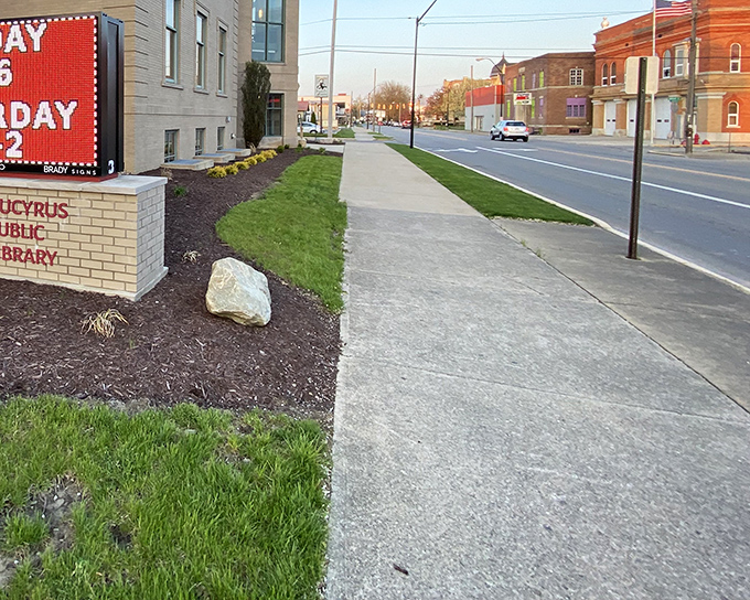 Mansfield Street stretches toward possibility, its clean sidewalks and tidy landscaping showcasing the pride Bucyrus takes in its public spaces.