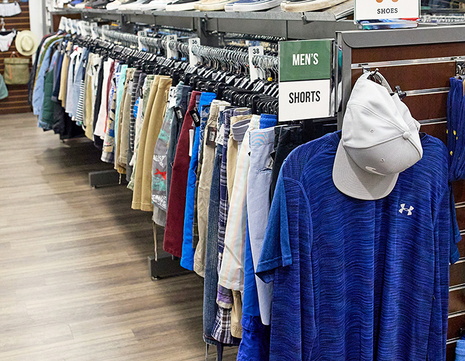 Men's shorts lined up like soldiers ready for duty in your summer wardrobe rotation.