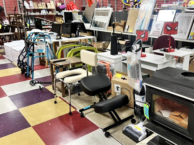 Mobility meets practicality in this eclectic corner. From walkers to kneeling chairs, there's something for every body and budget.