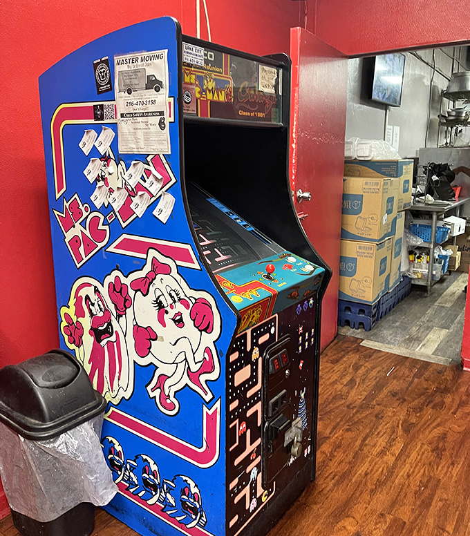 Even Ms. Pac-Man knows good barbecue when she smells it &ndash; this vintage arcade game adds nostalgic charm perfectly.
