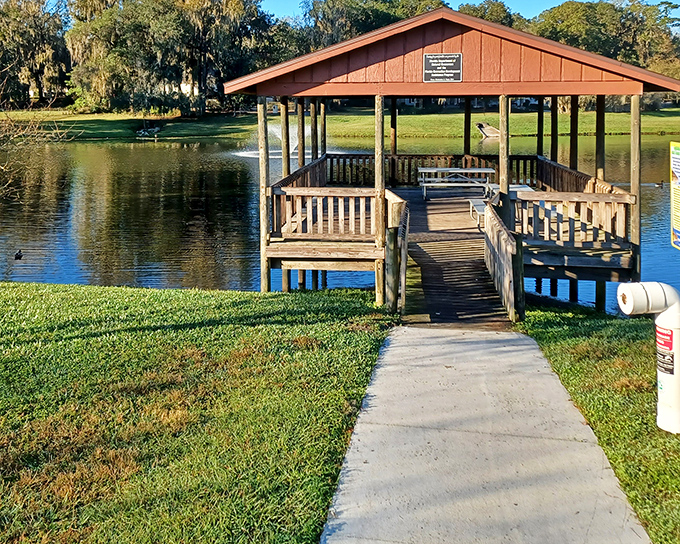 A simple wooden dock extends into the water like an invitation to sit, contemplate, and forget about your inbox for a while.