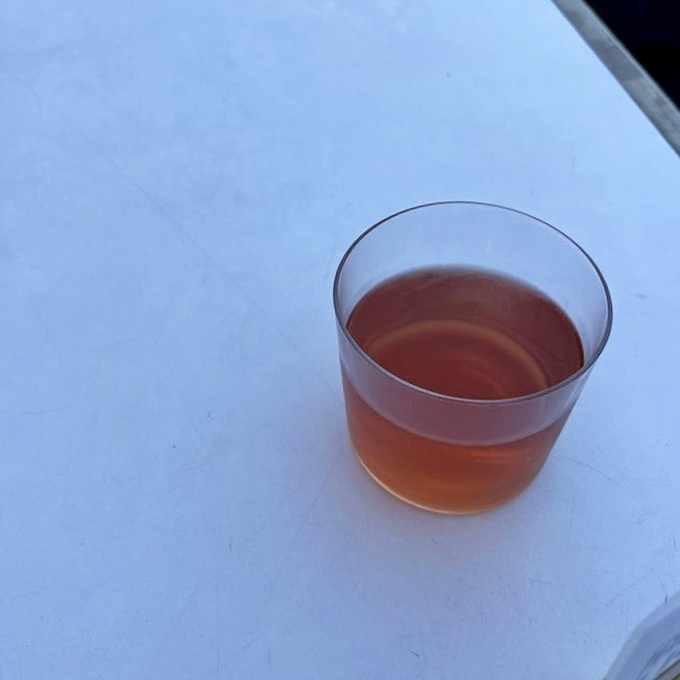 Orange wine catching the light like liquid amber&mdash;proof that sometimes the best things in life aren't red, white, or ros&eacute;.