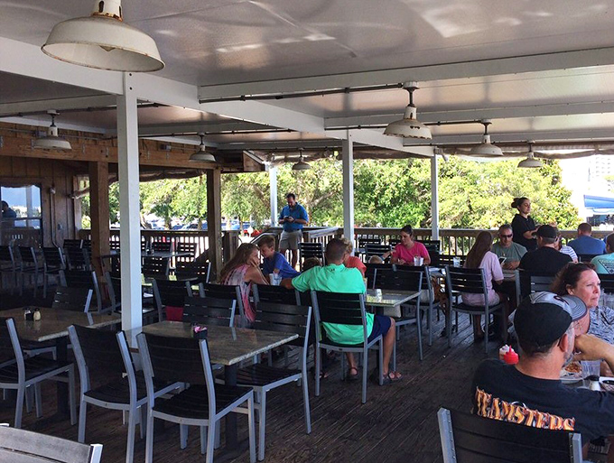 No designer lighting needed when Florida sunshine streams through windows framing harbor views that no interior decorator could possibly improve upon.