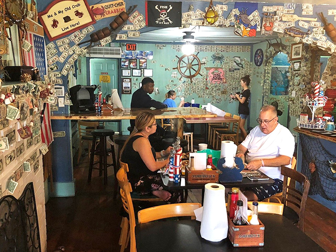 Where nautical kitsch meets seafood serious business. Those dollar bills on the wall? Consider them love letters from satisfied customers.