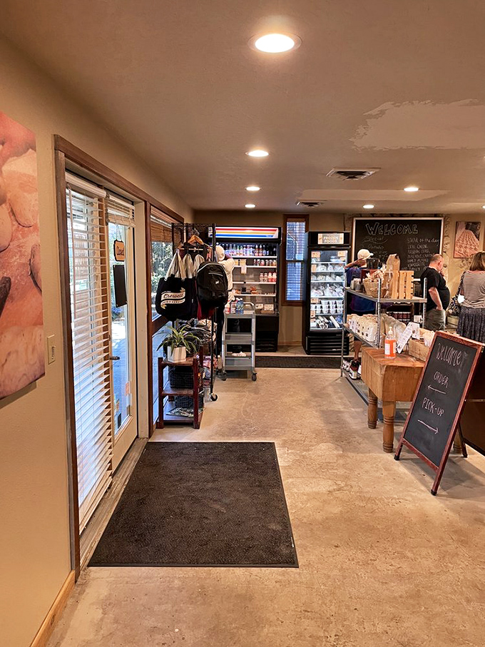 Even the entrance pathway hints at the artisanal treasures waiting inside this bakery gem.