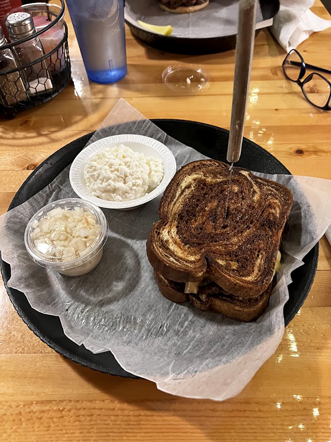 A sandwich that understands the importance of proper cheese-to-meat ratio. This patty melt on marble rye is what grilled cheese dreams of becoming.