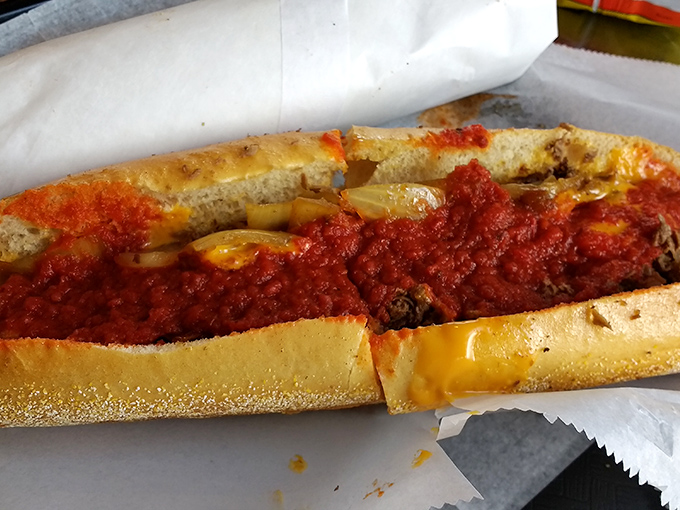 The pizza steak &ndash; where two of humanity's greatest culinary achievements merge into one glorious, sauce-laden masterpiece that demands to be devoured.