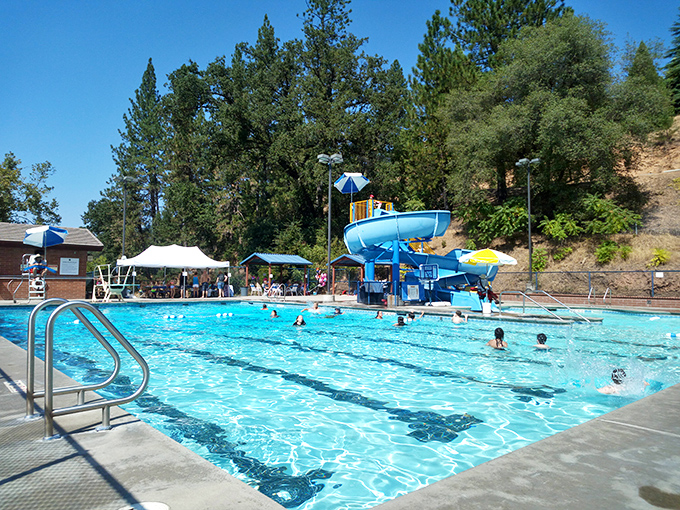 Summer heat meets its match at Placerville's Aquatic Center, where retirement dreams of leisure take the refreshing form of blue water and cheerful splashes.