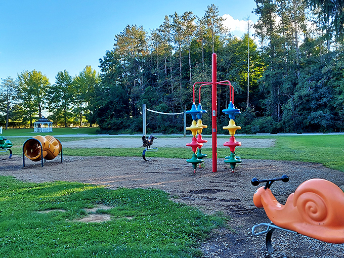 Childhood joy engineered in primary colors &ndash; this playground's whimsical designs prove fun doesn't need complicated technology or smartphone connectivity.