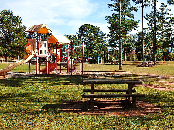 The playground offers kids a chance to burn energy before tackling those canyon trails.
