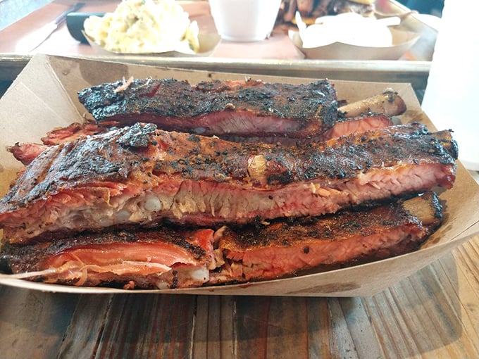 Pork ribs so perfectly smoked they practically fall off the bone before you even touch them.