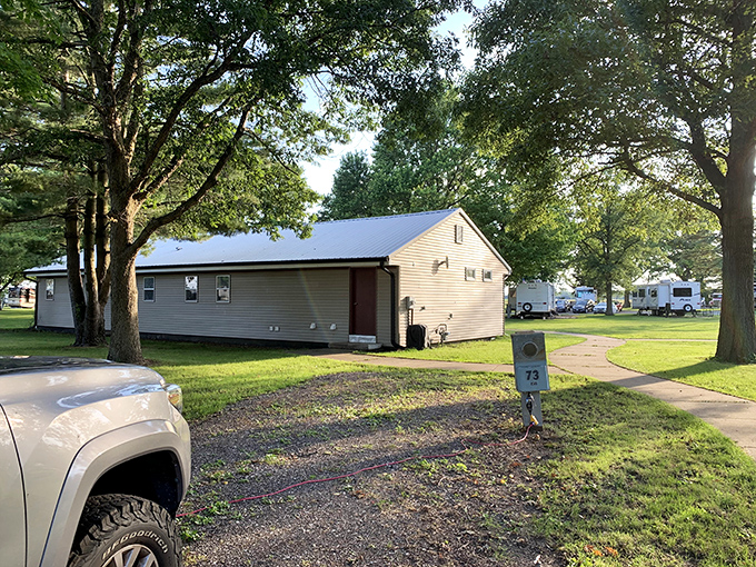 Prairie Pines Campground offers affordable overnight accommodations where you can pretend you're roughing it while still having access to modern conveniences.