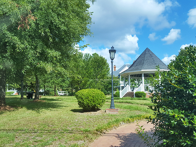 Gazebos and lamplight create postcard-perfect park scenes where retirement feels less like slowing down and more like finally enjoying life's pace.