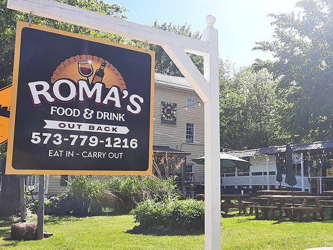 Roma's sign promises comfort food in a setting that looks like it could be the finale location for a feel-good road trip movie.