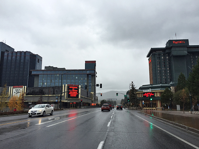 The casino corridor along Route 50 reminds visitors that Tahoe offers both natural highs and neon-lit entertainment, often within the same panoramic view.