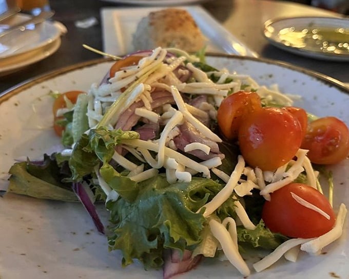 A salad that doesn't apologize for being a salad. Fresh ingredients playing supporting roles before the main event arrives.