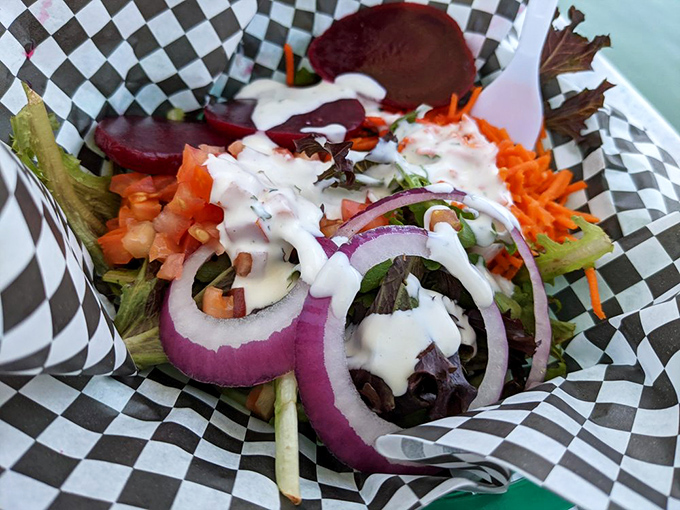 A salad that doesn't apologize for being healthy &ndash; it's too busy showing off its vibrant colors and fresh ingredients.