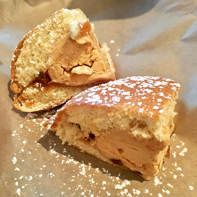 Not an apple fritter, but equally swoon-worthy: what appears to be a salted caramel dessert that would make even the most disciplined dieter throw caution to the wind.