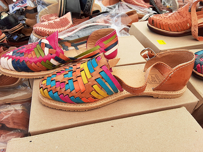 Handwoven huaraches burst with colors that would make a rainbow jealous&mdash;each pair waiting to carry someone's feet on countless summer adventures.