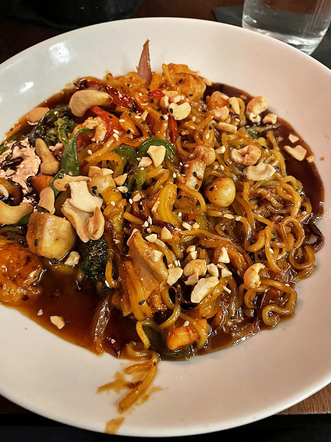 This isn't just noodles&mdash;it's a seafood lo mein where East meets Midwest, with cashews adding the perfect crunch to this umami symphony.