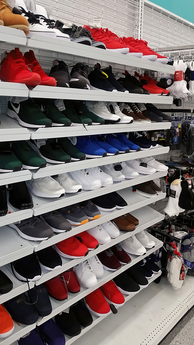 Athletic shoes in every color of the rainbow &ndash; because at these prices, why choose between red sneakers and blue ones?