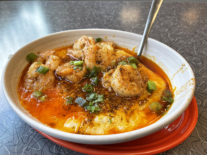 These shrimp and grits tell a spicy Southern story with a Pittsburgh accent &ndash; creamy, saucy, and ready for their close-up.