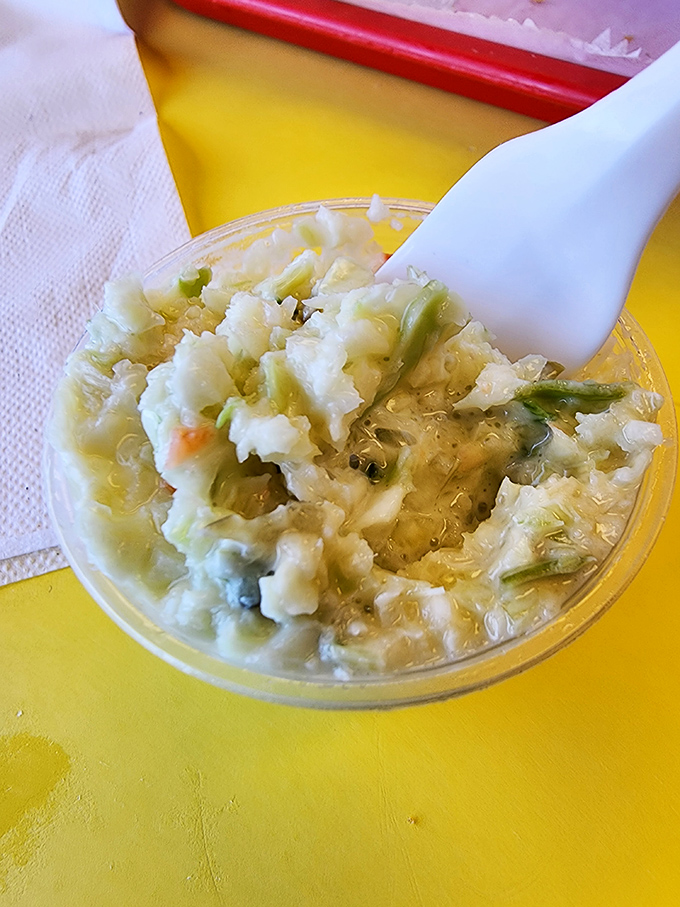 Coleslaw that actually deserves respect. Not just an afterthought, but a creamy, crunchy masterpiece that holds its own.