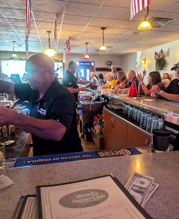 The bar at Blanck's &ndash; where strangers become friends, locals become family, and everyone's glass stays mysteriously full throughout the evening. 