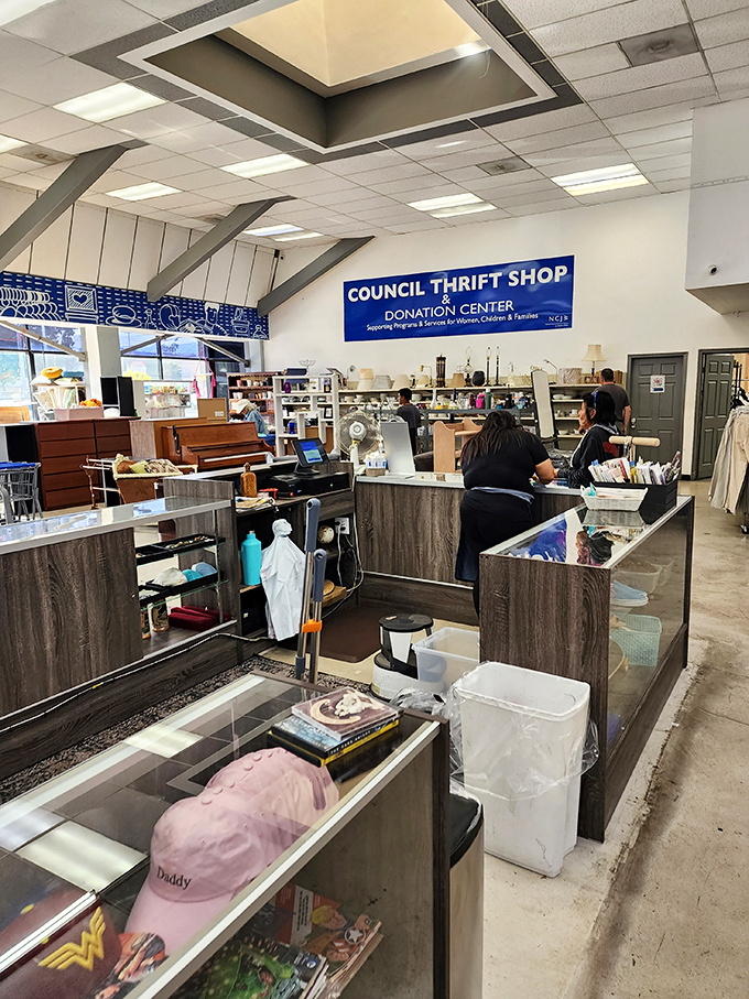 The checkout area &ndash; command central where treasures are tallied and the thrill of the bargain is sealed with a satisfying transaction.
