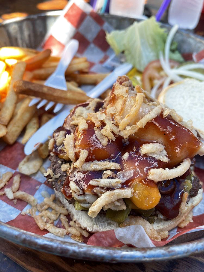 The "I can't believe I ate the whole thing" burger. With those crispy onions and BBQ sauce, resistance is futile&mdash;your diet never stood a chance.