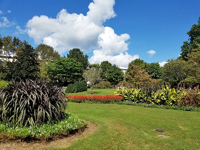 Nature's perfect complement to human artistry. The gardens surrounding the Parthenon offer their own kind of classical beauty.