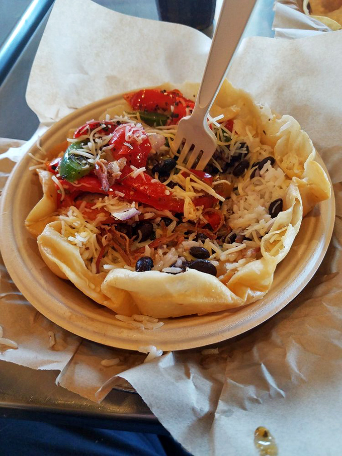 Not just a salad, but a fiesta in an edible bowl. When even the container is delicious, you know you've found something special.