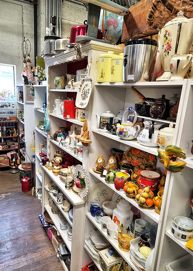 Kitchen collectibles arranged in chromatic harmony reveal our evolving relationship with food and drink, from formal tea services to kitschy cocktail accessories.
