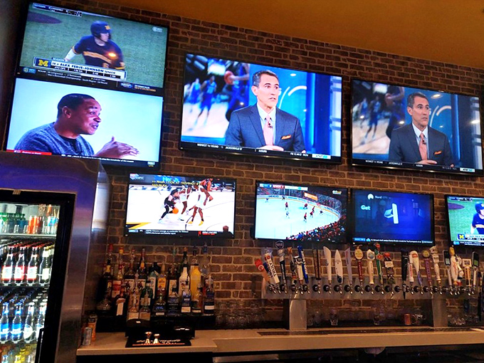 Sports fan paradise! With multiple screens and a fully-stocked bar, you'll never miss a play while enjoying your burger bounty.