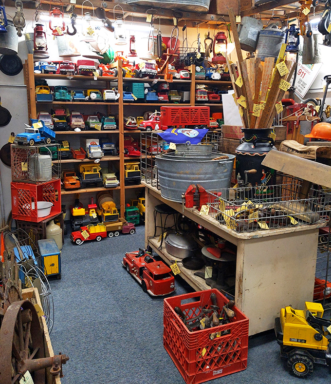 Childhood dreams parked in perfect rows. These vintage toy trucks still haul the heaviest cargo of all&mdash;pure, undiluted nostalgia.