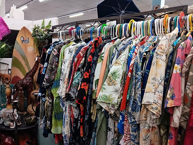 Hawaiian shirts so loud they could guide ships to shore. Perfect for blending in with Florida's vibrant scenery.