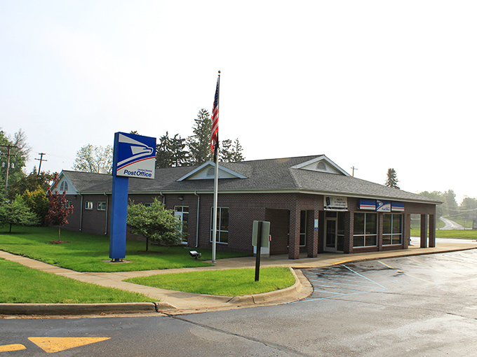 Even the post office maintains Brooklyn's commitment to serving both everyday residents and racing weekend crowds.