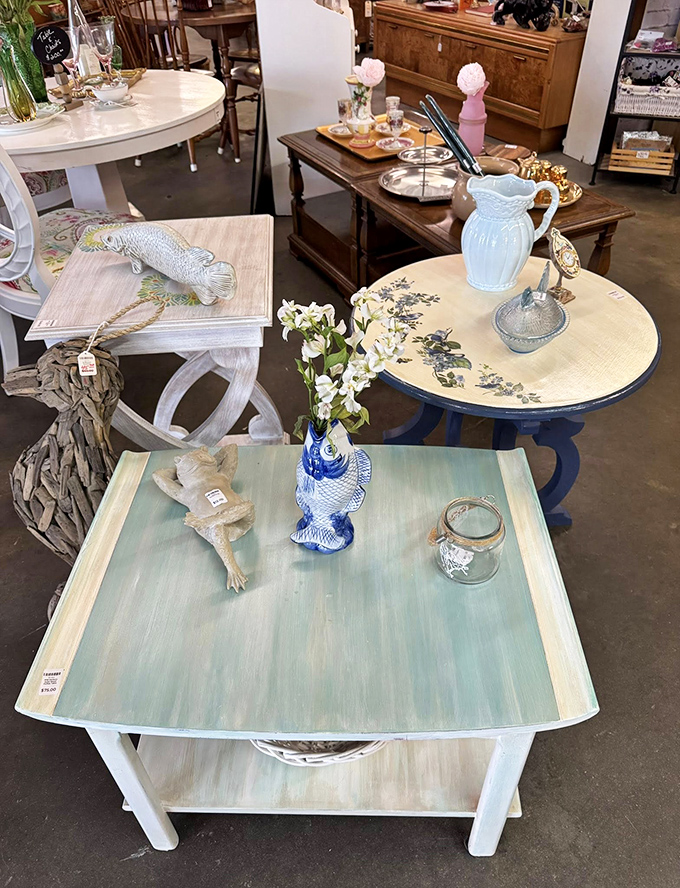 Tables with personality and history. Unlike mass-produced furniture, these pieces come with stories built right into their weathered finishes.