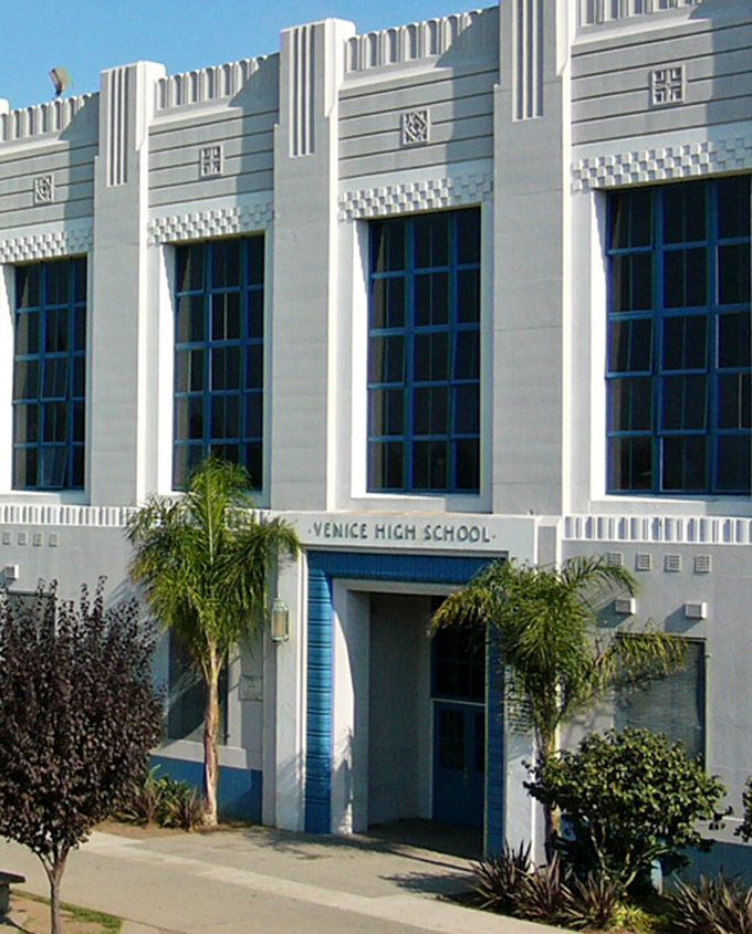 Venice High School's Art Deco facade has starred in more films than some Hollywood actors. "Grease" is just the beginning.