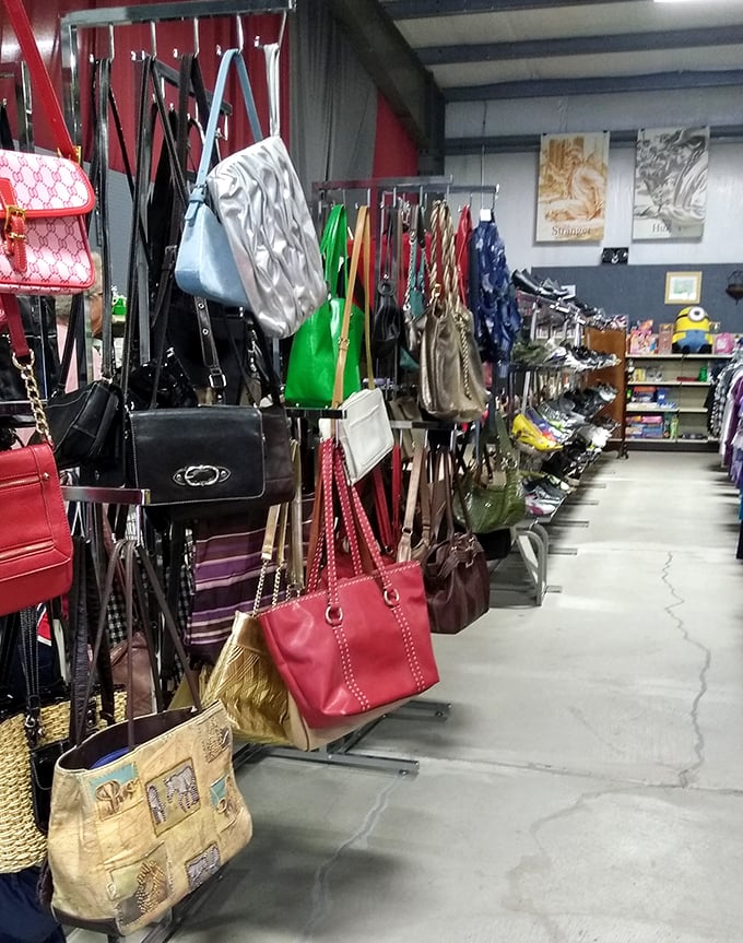 Handbag heaven! Every purse tells a story&mdash;some are bestsellers, others quirky novellas. That pink leather number is calling my name.
