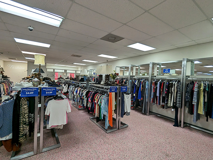 Where color and pattern throw a wild party. These clothing racks are where fashion conservatism goes to retire in technicolor glory.